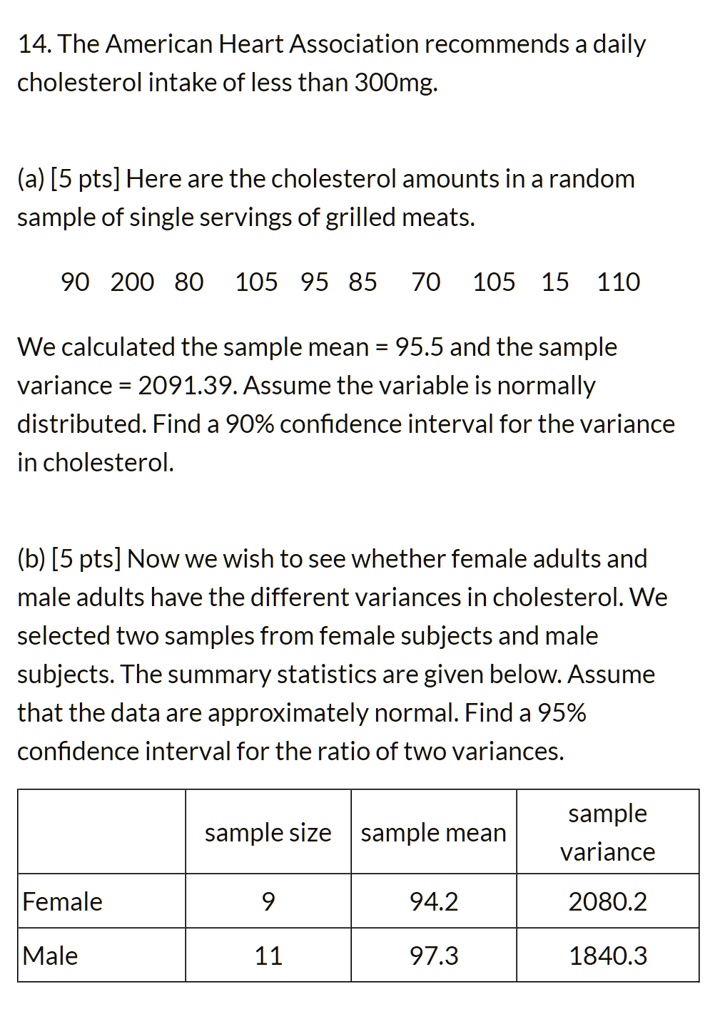 14 the american heart association recommends a daily cholesterol intake ...