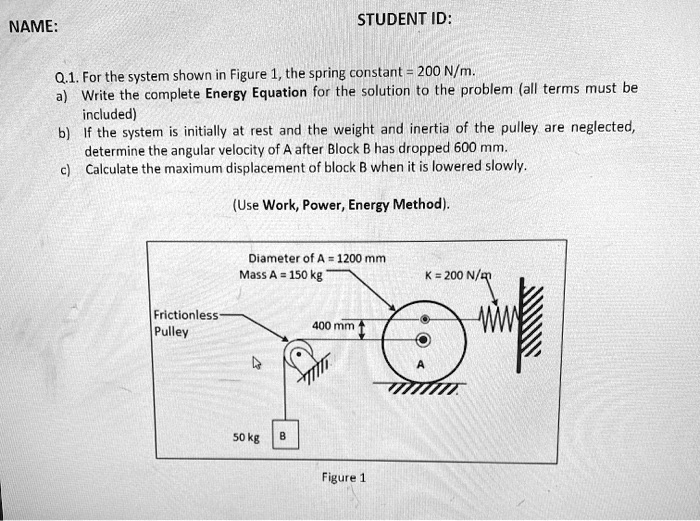 NAME: STUDENT ID: Q.1. For the system shown in Figure 1, the spring ...