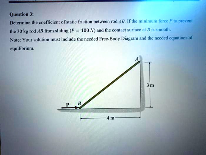 Solved Question Determine The Coefficient Of Static Friction Between