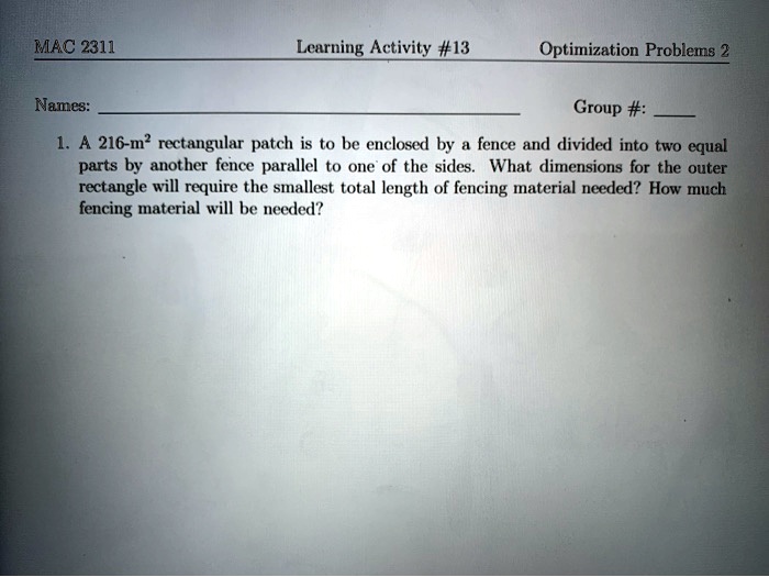 mac 2311 lenrning activity 13 optimization problems 2 names group a 216 ...