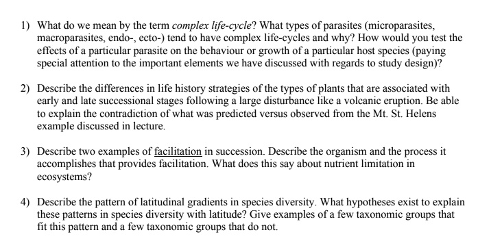 1) What do we mean by the term complex life-cycle? What types of ...