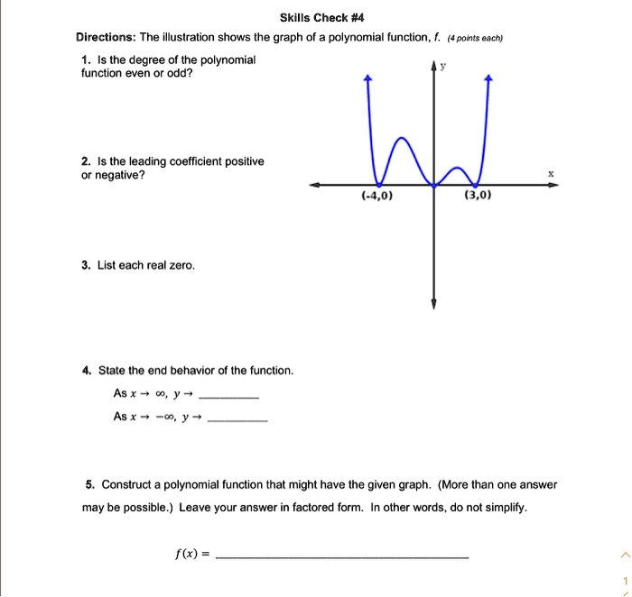 SOLVED: Skills Check #4 Directions: The illustration shows the graph of ...