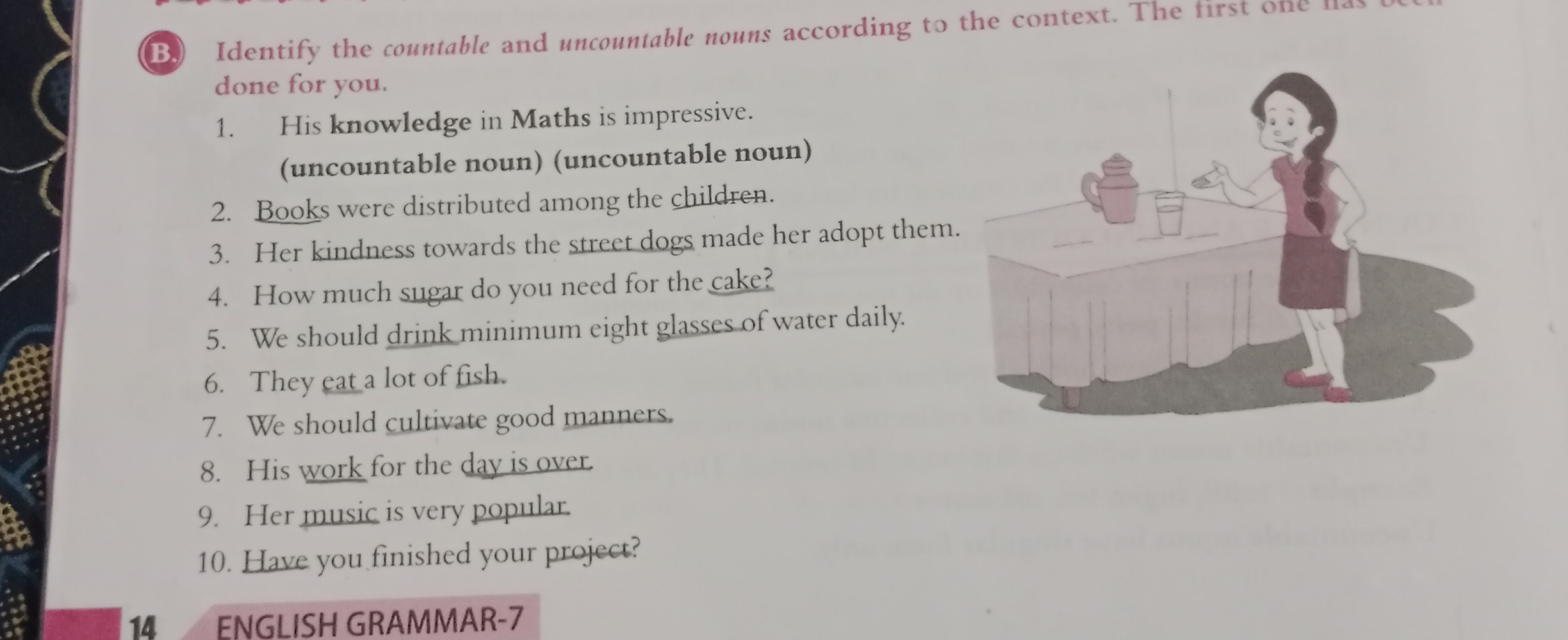 B. Identify the countable and uncountable nouns according to the ...