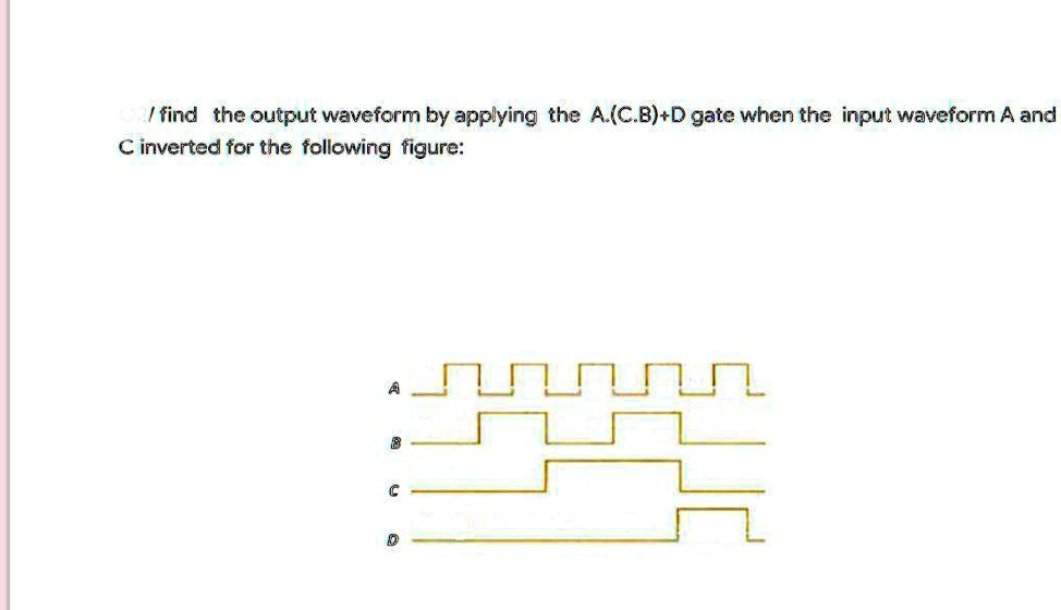 SOLVED: find the output waveform by applying the A(C B)+D gatc when the ...