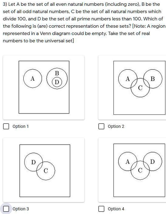 3) Let A be the set of all even natural numbers (including zero), B be ...