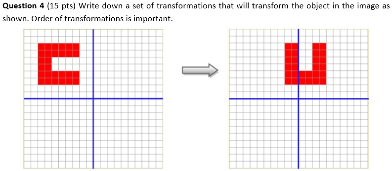 SOLVED:Question (15 pts) Write down set of transformations that will ...
