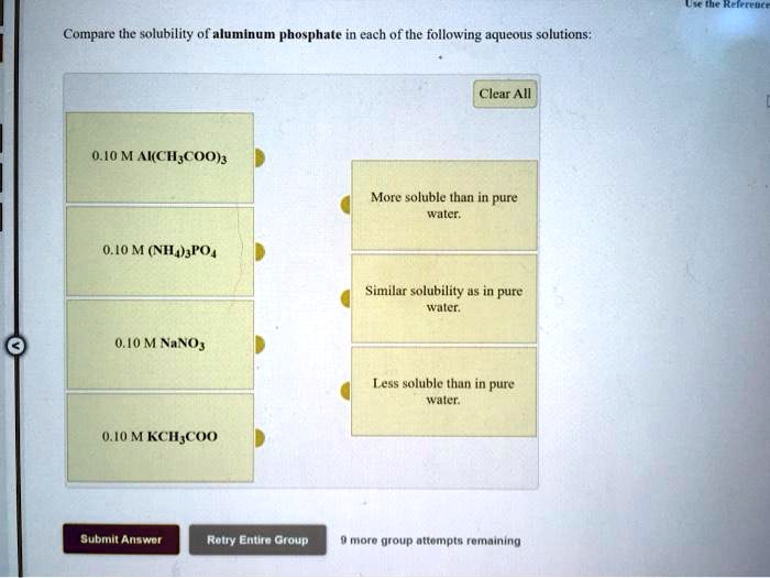 compare the solubility of aluminum phosphate in each of the following ...
