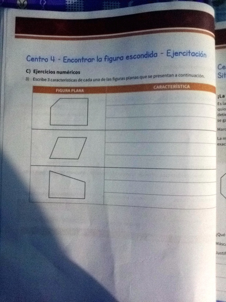 SOLVED: Escribe 3 caracteristicas de cada una de las figuras planas que ...