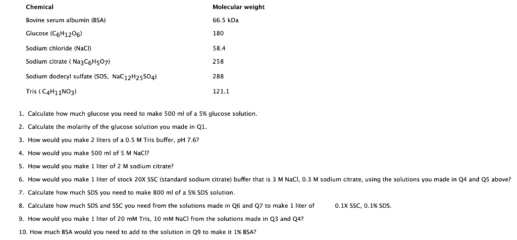 chemical molecular weight bovine serum albumin bsa 66 kda glucose ...