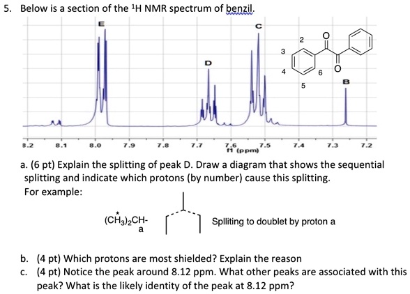 5. Below is a section of the ^1H NMR spectrum of benzil. E D C B 8.2 8. ...