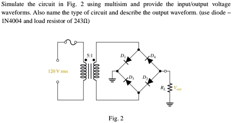 simulate the circuit in fig 2 using multisim and provide the inputoutput voltage waveforms also ...