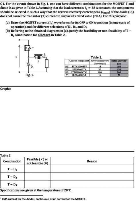 SOLVED: Q1. For the circuit shown in Fig.1, one can have different combinations for the MOSFET T ...