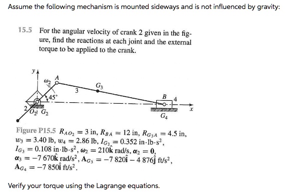 assume the following mechanism is mounted sideways and is not ...