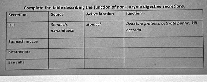 SOLVED: Text: Complete the table describing the function of non-enzyme ... SOLVED: Text: Complete the table describing the function of non-enzyme ...
