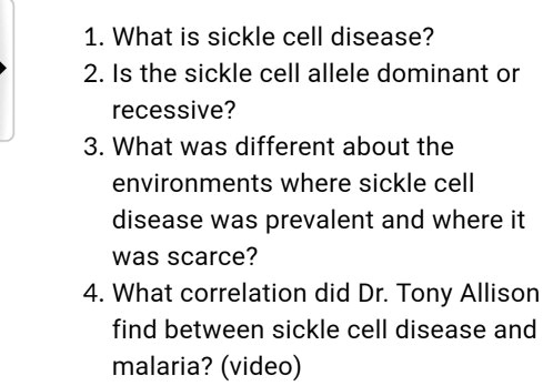 SOLVED: 1. What is sickle cell disease? 2 Is the sickle cell allele ...