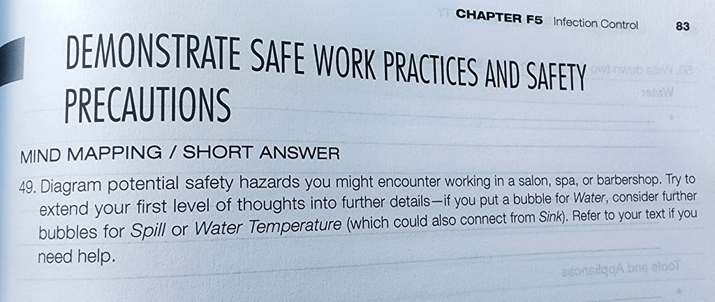 CHAPTER F5 Infection Control 83 DEMONSTRATE SAFE WORK PRACTICES AND ...