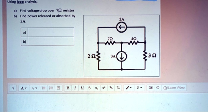 steo by step using loop analysis afind voltage drop over 7 resistor ...