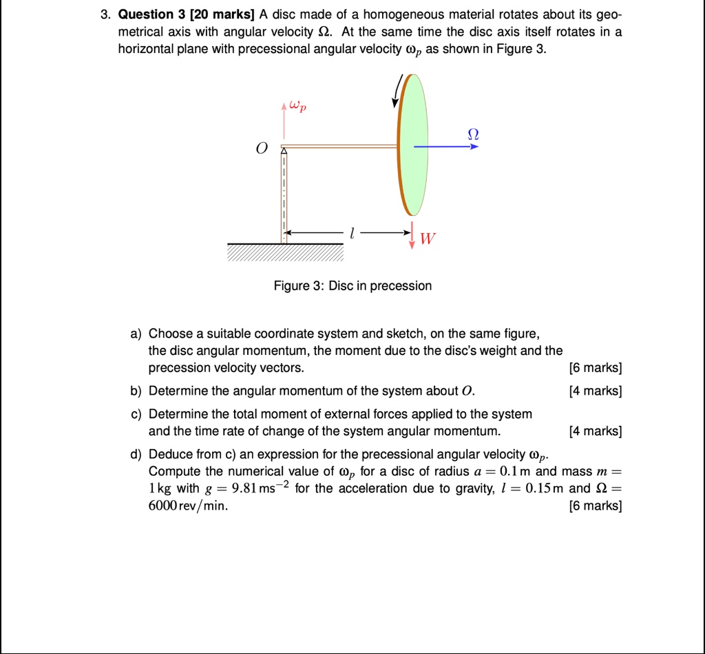 3. Question 3 [20 marks] A disc made of a homogeneous material rotates ...