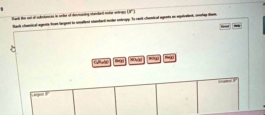 SOLVED: Rank the set of substances in order of decreasing standard ... SOLVED: Rank the set of substances in order of decreasing standard ...