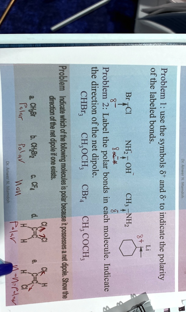 problem 1 use the symbols delta and delta to indicate the polarity of ...