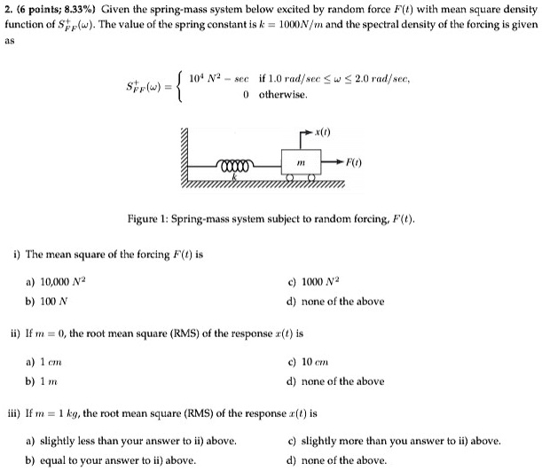 SOLVED: (6 points; 8.33%0} Given the spring-mass svelem below excited ...