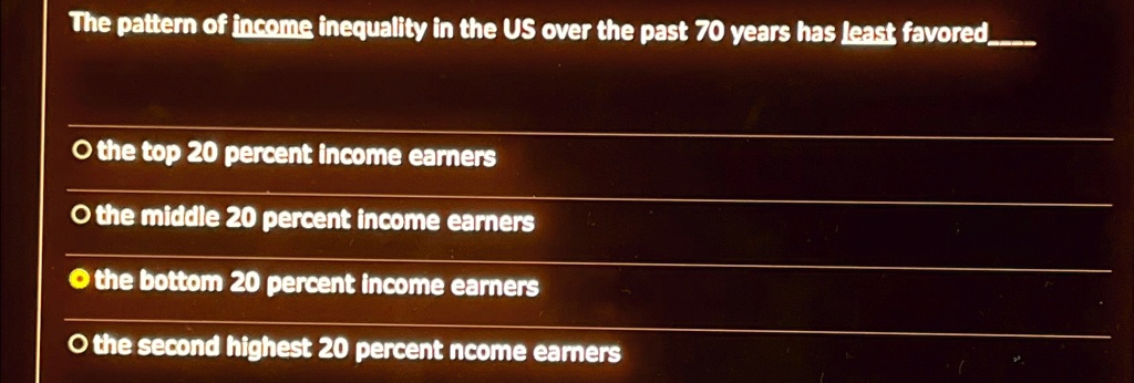 SOLVED: The pattern of income inequality in the US over the past 70 ...