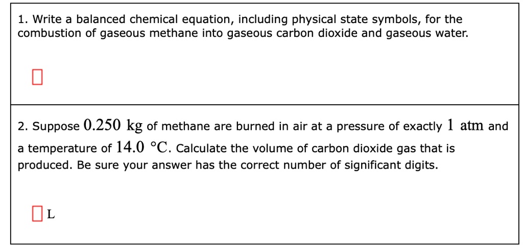 SOLVED: 1 Write a balanced chemical equation, including physical state ...
