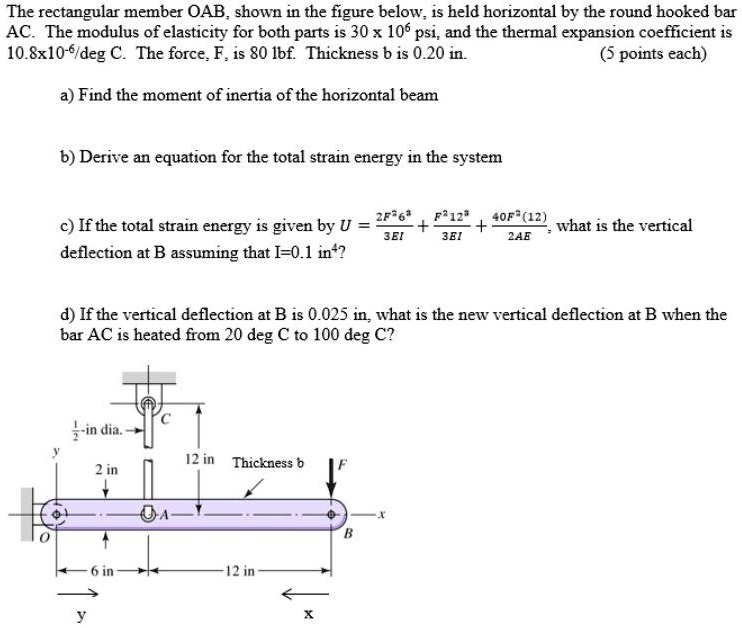 SOLVED: The rectangular member OAB, shown in the figure below, is held ...