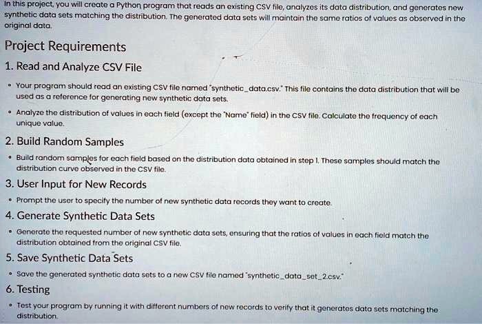 SOLVED: Synthetic data sets matching the distribution. The generated ...