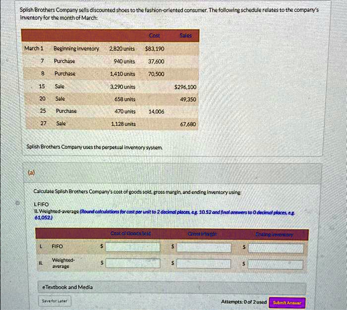 Calculate the company's COGS, gross margin, and inventory using i) FIFO ...