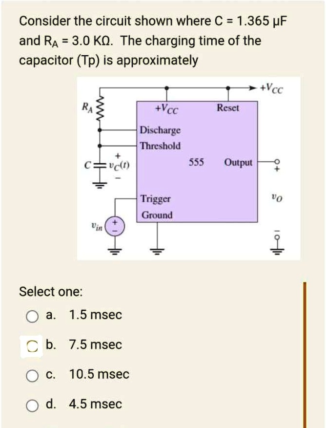 Consider the circuit shown where C = 1.365 ?F and RA = 3.0 k?. The ...