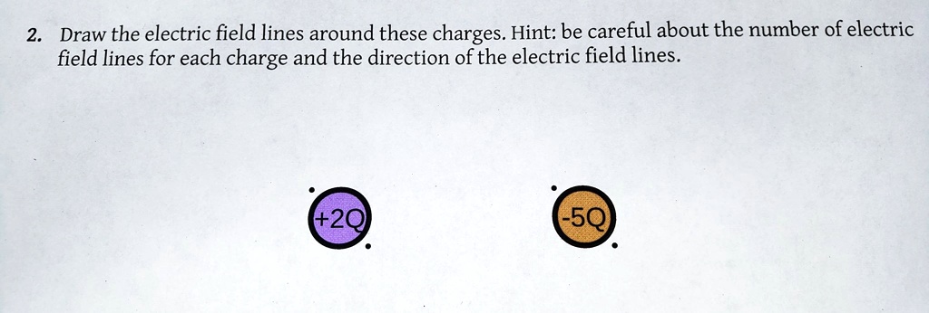 SOLVED: 2. Draw the electric field lines around these charges. Hint: be careful about the number ...