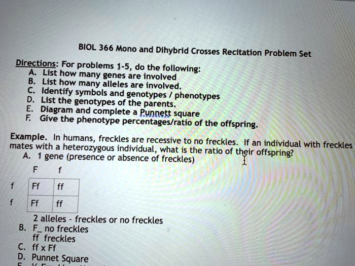 SOLVED: BIOL 366 Mono and Dihybrid Crosses Recitation Problem Set ...