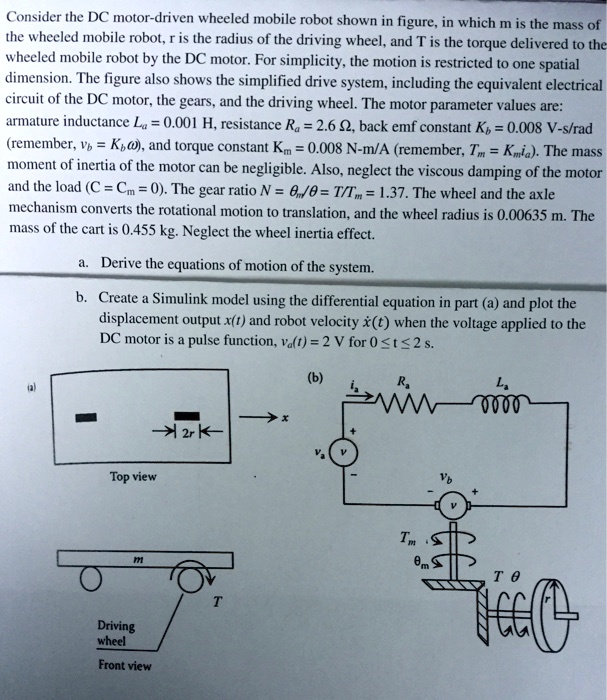 Solved Consider The Dc Motor Driven Wheeled Mobile Robot Shown In Figure In Which M Is The
