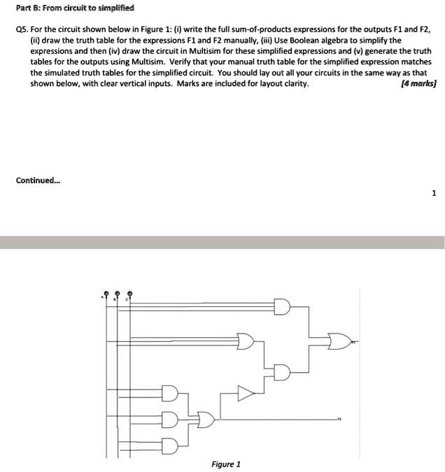 SOLVED: Part B: From Circuit to Simplified Q5. For the circuit shown below in Figure 1, write ...
