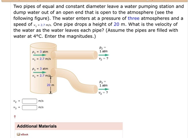 two pipes of equal and constant diameter leave water pumping station ...