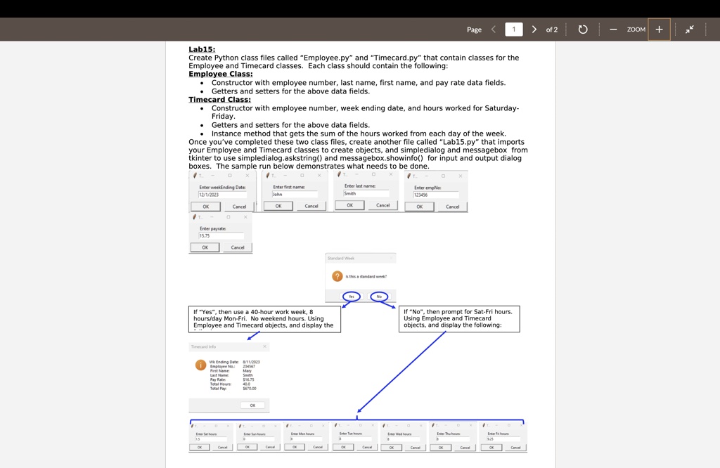 [GET ANSWER] Lab15: Page of 2 ZOOM + Create Python class files called ...