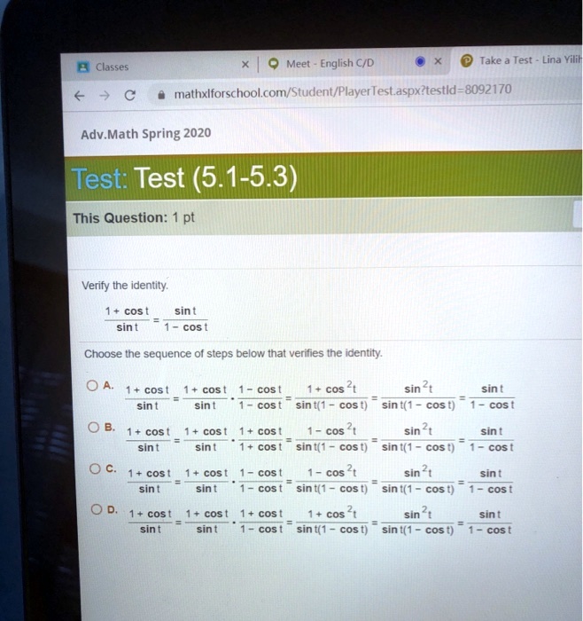 SOLVED: Classes Meet English C/D Take Test Lina mathxlforschool com ...
