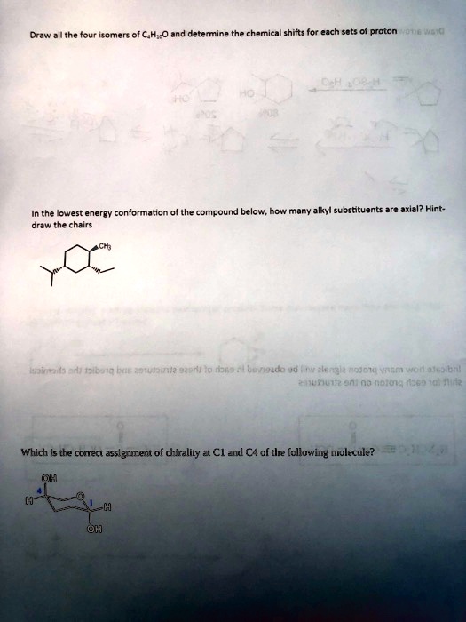 SOLVED: Draw tour isomers CH3O and determine the chemical shifts for ...