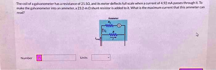 The coil of a galvanometer has a resistance of 21.5Ω, and its meter ...