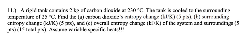 11.) A rigid tank contains 2 kg of carbon dioxide at 230 °C. The tank ... 11.) A rigid tank contains 2 kg of carbon dioxide at 230 °C. The tank ...