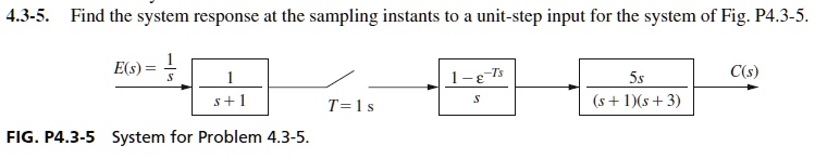 show all steps and solution clearly 43 5find the system response at the sampling instants to a ...