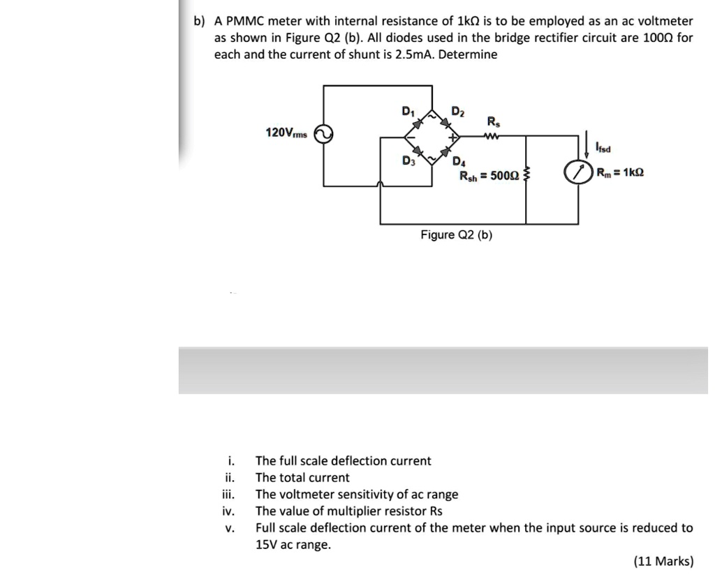 SOLVED: A PMMC meter with an internal resistance of 1kÎ© is to be ...
