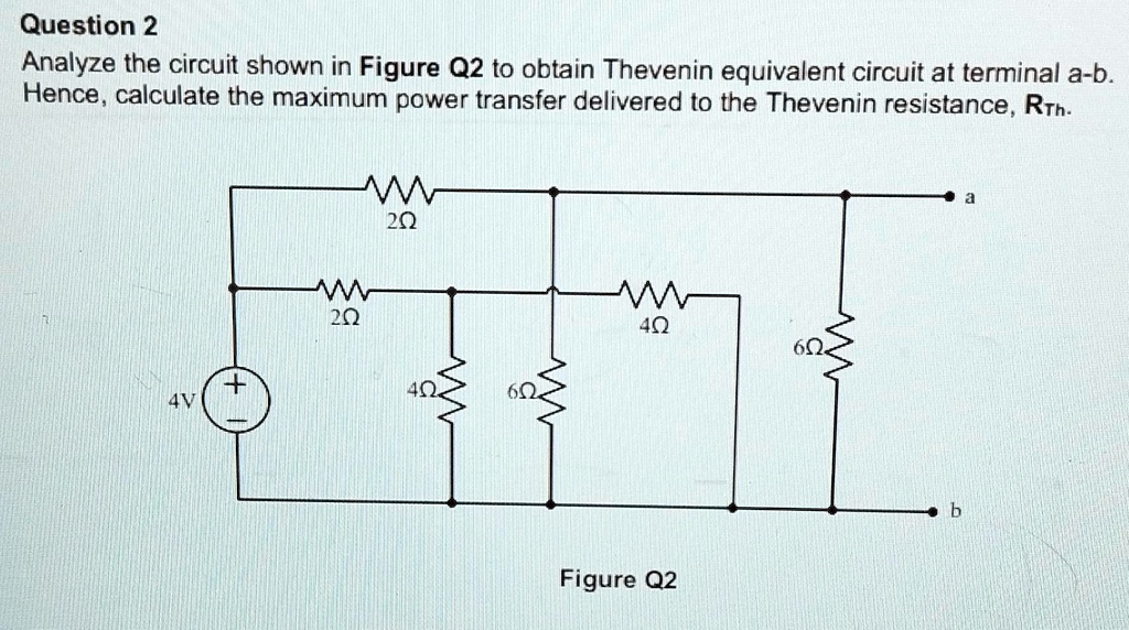question 2 analyze the circuit shown in figure q2 to obtain the thevenin equivalent circuit at ...