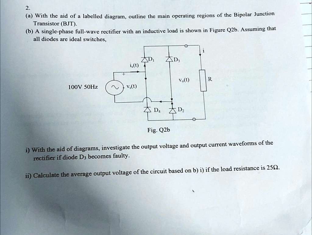 2. (a) With the aid of a labelled diagram, outline the main operating regions of the Bipolar ...