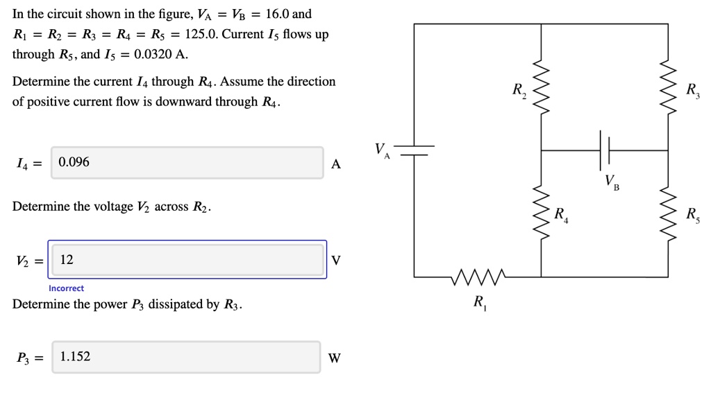SOLVED: In the circuit shown in the figure, VA VB 16.0 and Ri = Rz = R3 ...