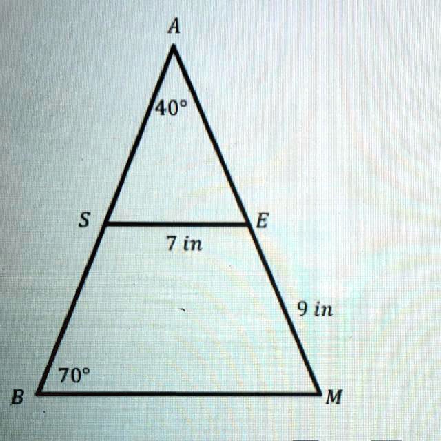 SOLVED: 'Consider the figure in the picture. S and E are the midpoints of BA and AM ...