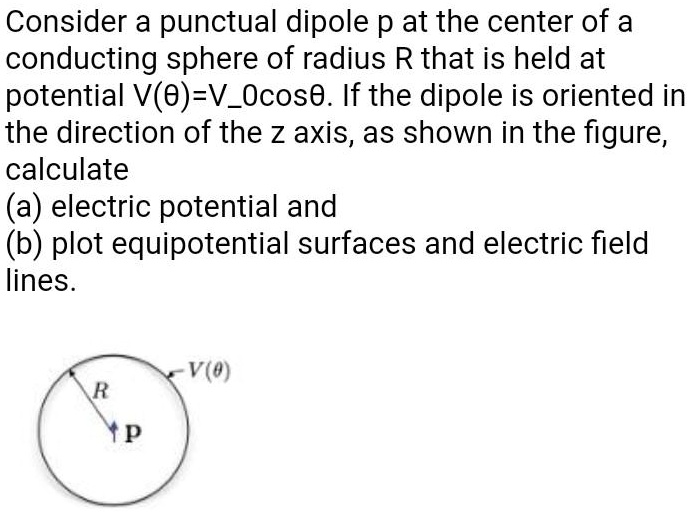 SOLVED: Consider a punctual dipole p at the center of a conducting ...