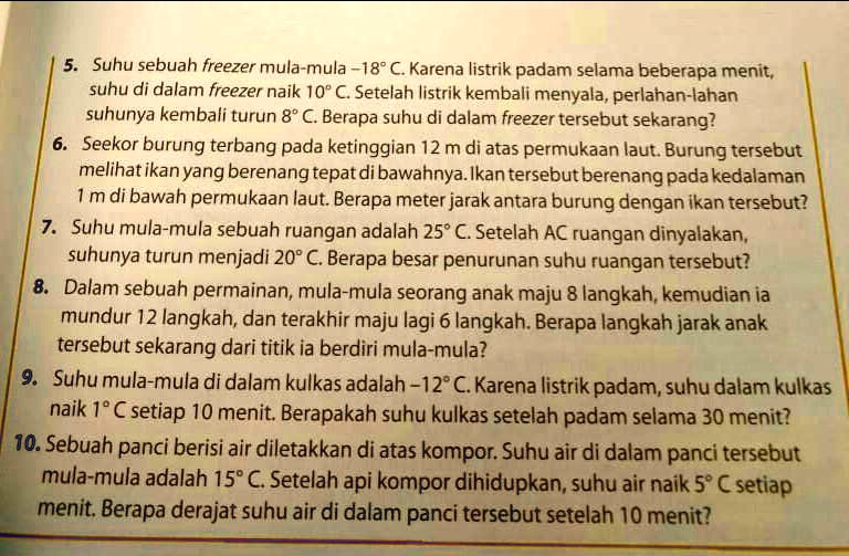 SOLVED: cepet ya soalnya mau dikumpulkan 5.0 Suhu sebuah freezer mula ...