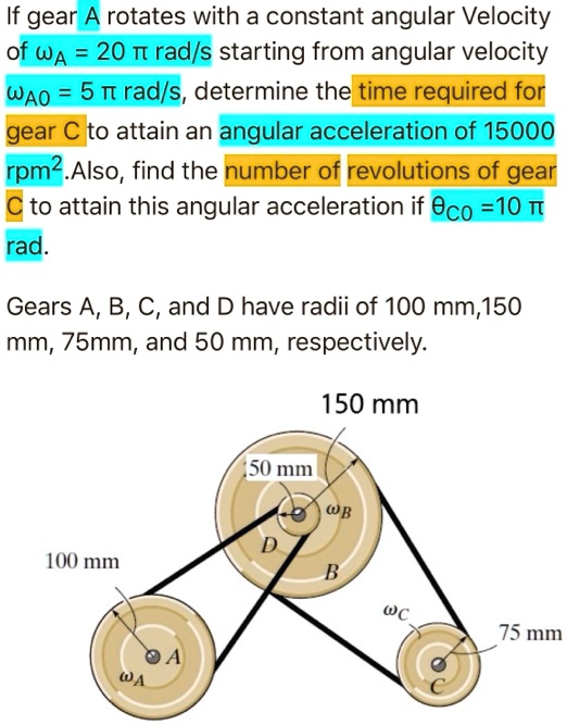 SOLVED: If gear A rotates with a constant angular velocity of Ï‰A = 20 ...
